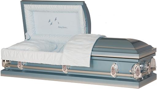 Going Home Blue Religious Casket | 20 Gauge Steel – Casket Gallery